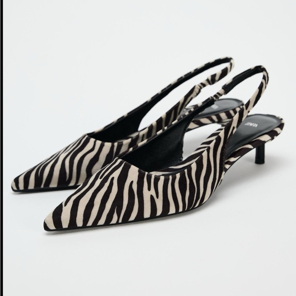 Zara | Shoes | Zara Zebra Print Slingback Heels | Poshmark